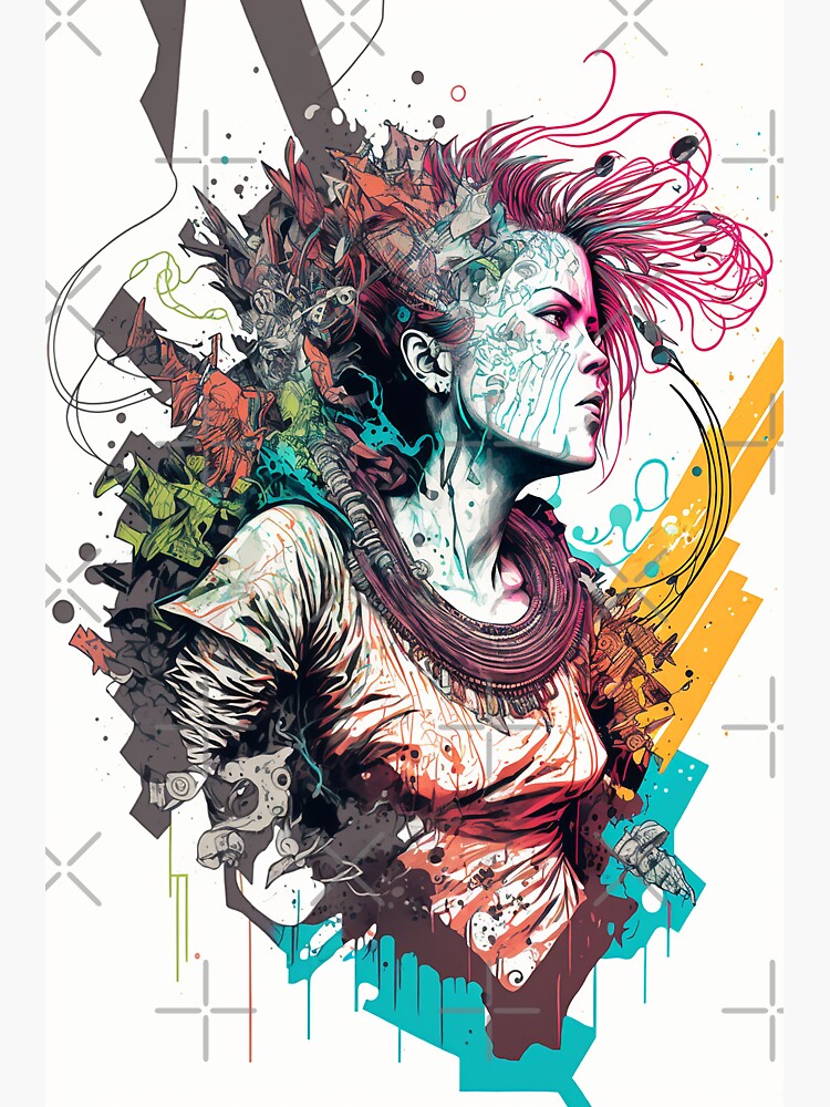 "Colorful Flow Splatter Paint Girl" Sticker for Sale by Soda-Pop-Art-87 ...