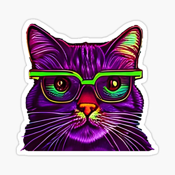 "Curious Cyber Cat 2" Sticker for Sale by Ednelly | Redbubble