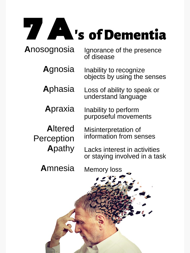 "The 7 A's of Dementia Infographic" Sticker for Sale by Caregiverology ...