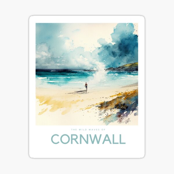 "The Wild Waves of Cornwall" Sticker for Sale by andreipopescu | Redbubble