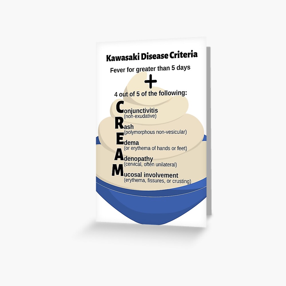 "Kawasaki Disease Criteria: CREAM Medical Mnemonic" Greeting Card for ...