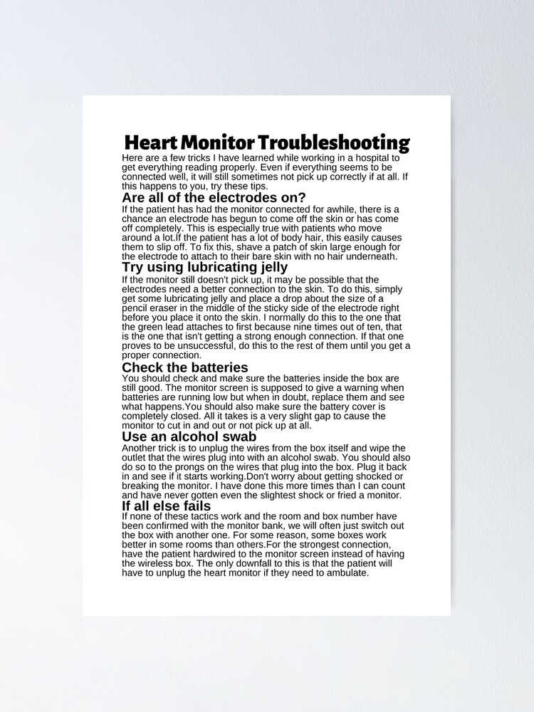 "Heart Monitor Troubleshooting Infographic" Poster for Sale by ...