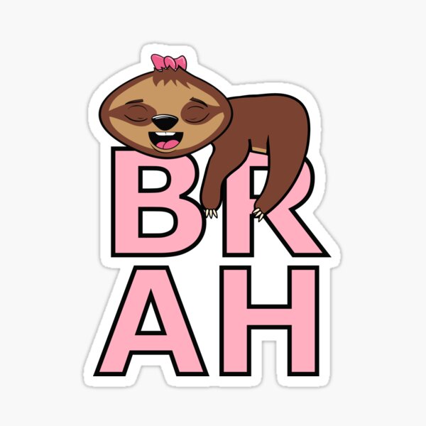 "Brah laughing sloth pink" Sticker for Sale by TipTopTapo | Redbubble