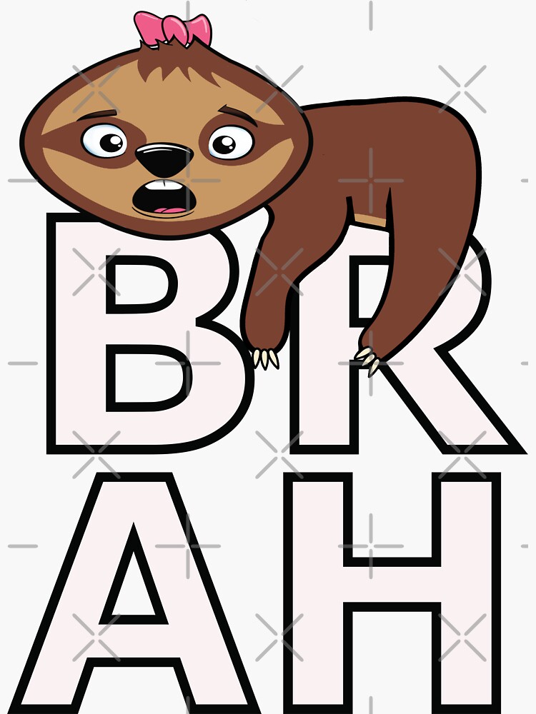 "Brah surprised sloth pink" Sticker for Sale by TipTopTapo | Redbubble