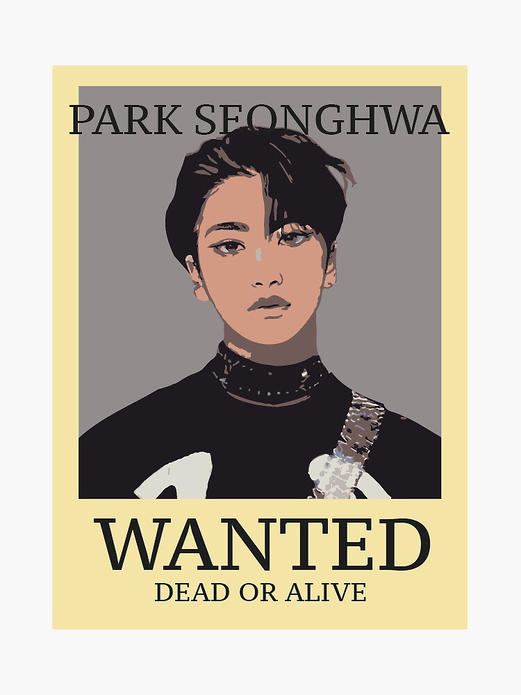 "ATEEZ Seonghwa Poster Guerrilla Wanted Vector Drawing" Sticker for ...