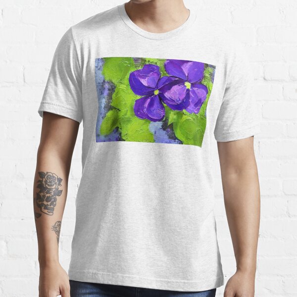 "Original Violets Flower Art, Palette Knife Art" T-shirt for Sale by ...