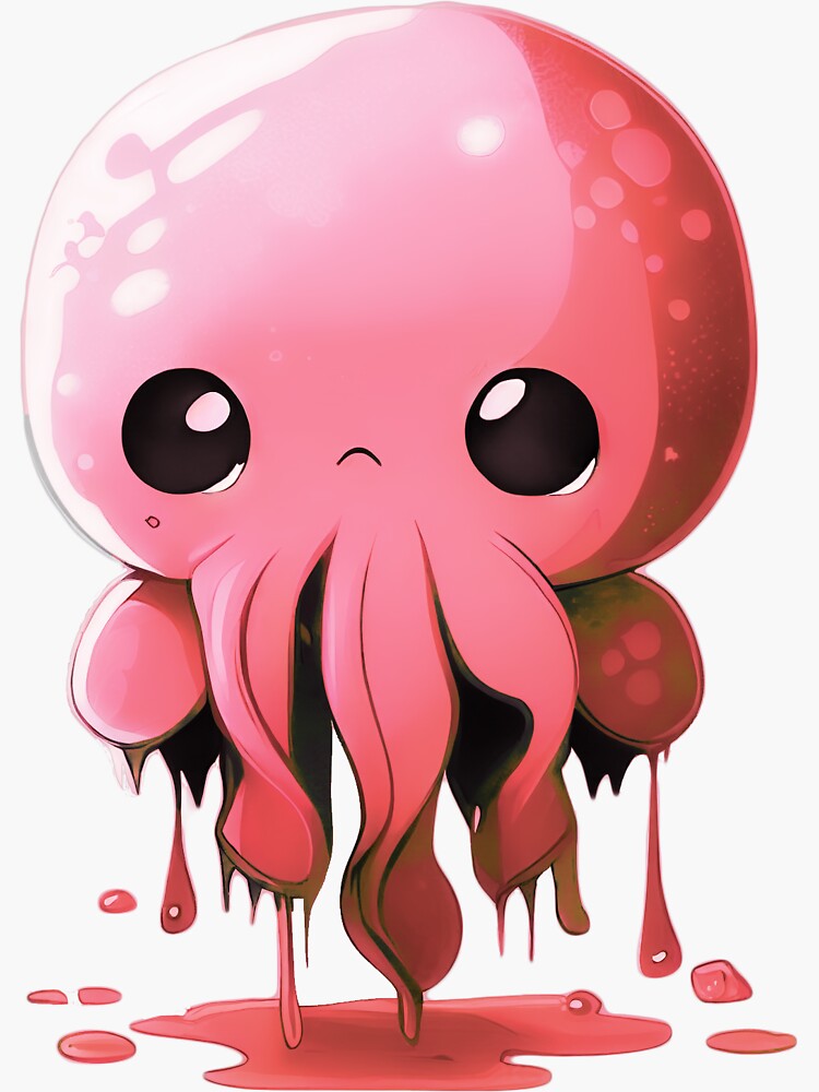 "baby Cthulhu feeling sad (pink)" Sticker for Sale by Whalecat-studio ...