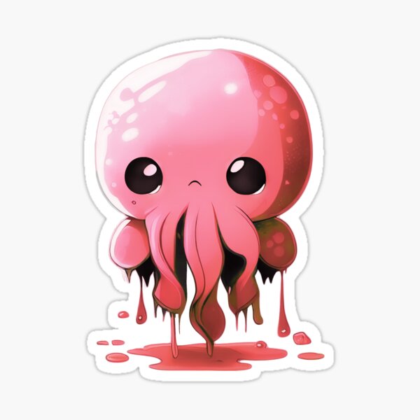 "baby Cthulhu feeling sad (pink)" Sticker for Sale by Whalecat-studio ...