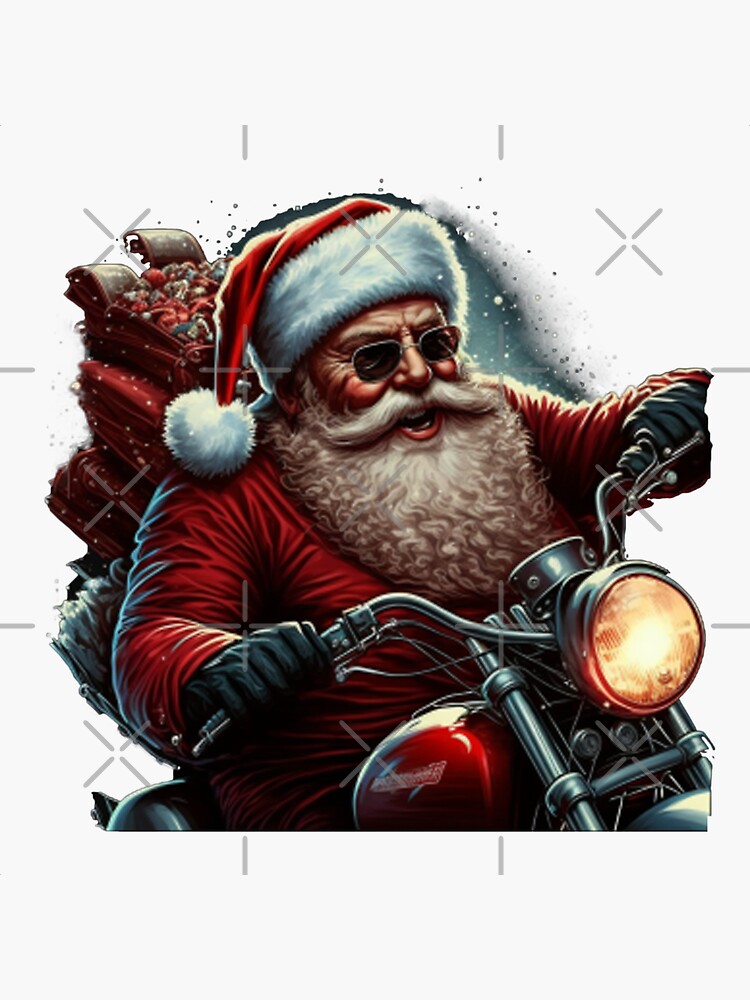 Biker Santa Motorcycle Fan Merry Christmas Xmas 2023 Sticker for Sale by Suzan 1548 Redbubble