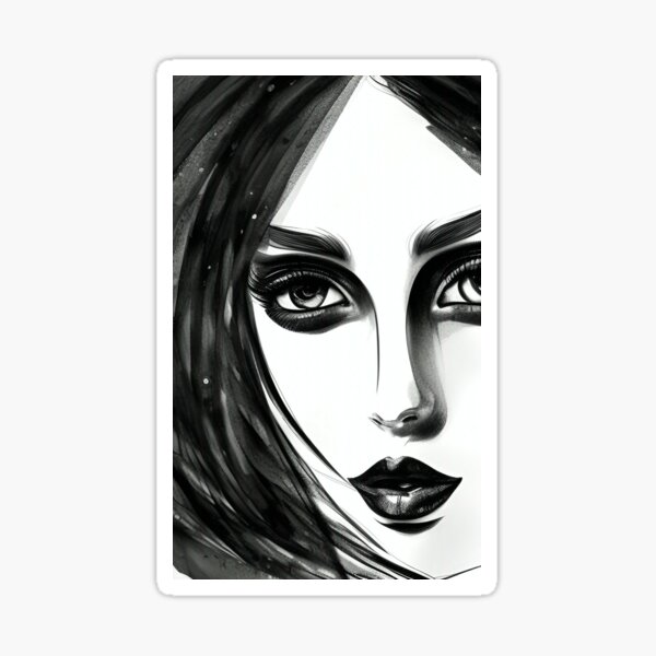 "Black And White Girl" Sticker for Sale by Decorative-Arts | Redbubble