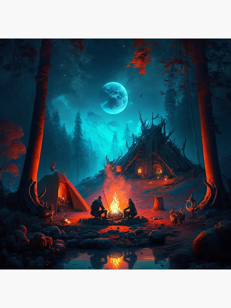 "Valheim Vikings Full Moon Fire" Poster for Sale by AICreateWorlds ...