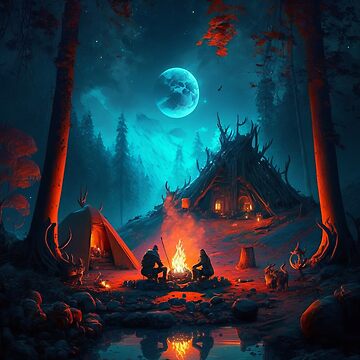 "Valheim Vikings Full Moon Fire" Poster for Sale by AICreateWorlds ...