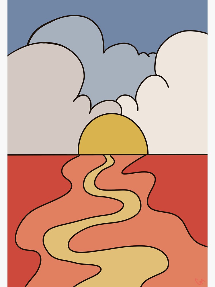 "Cartoon sunset path" Sticker for Sale by gage-m | Redbubble