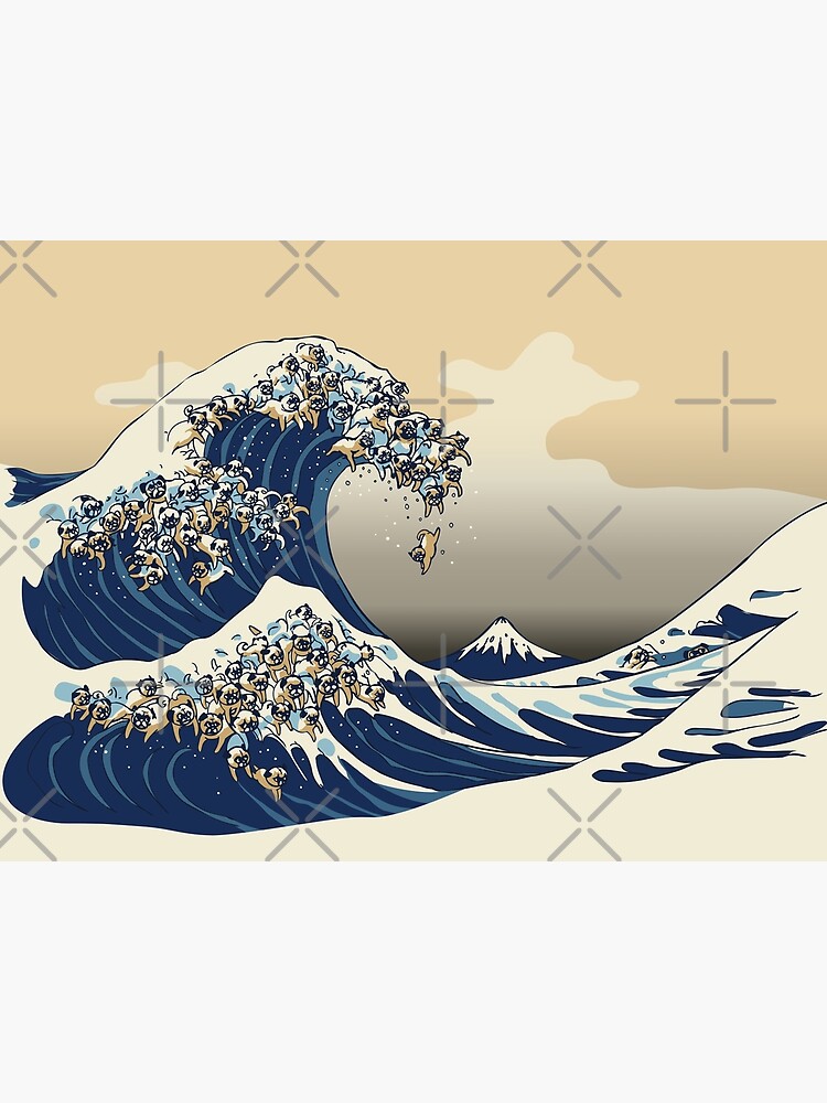 "The Great Wave of Pugs Vanilla Sky" Art Print by Huebucket | Redbubble