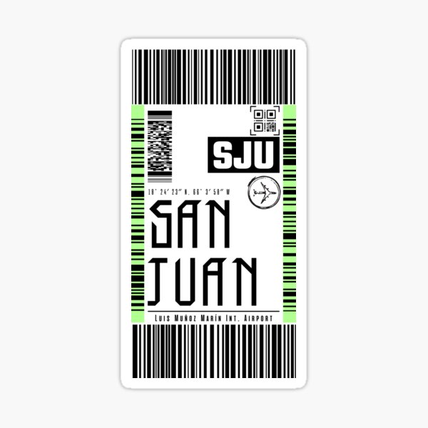 "SAN JUAN Puerto Rico Boarding pass Luggage sticker" Sticker for Sale ...