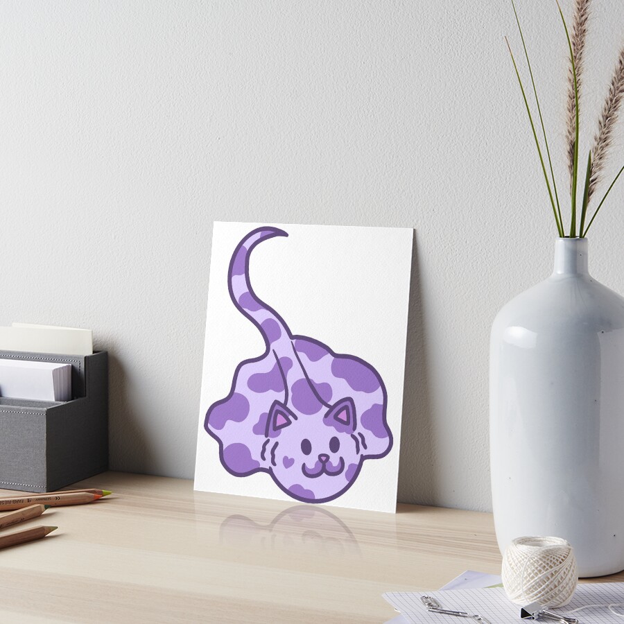"Cute Spotted Moo Moo Mer-meow "MeowRay" Lavender" Art Board Print for ...