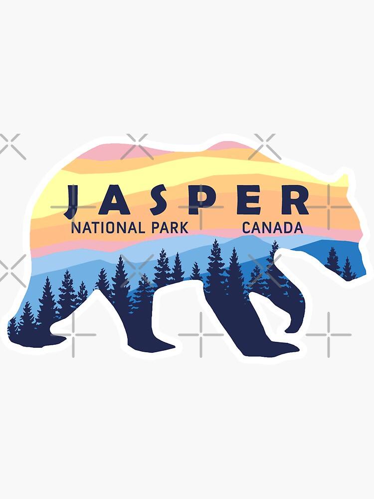"Jasper National Park Sunset Bear Logo" Sticker for Sale by VanyaKar ...
