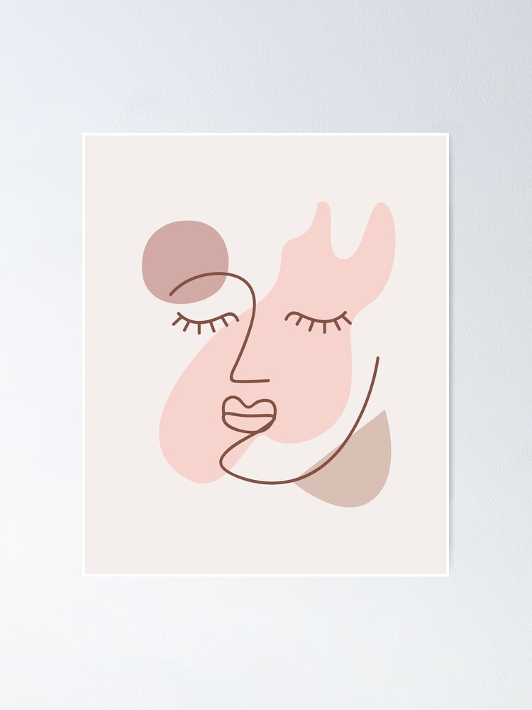 "Abstract minimal modern art face, boho design in earth tone colors 32 ...