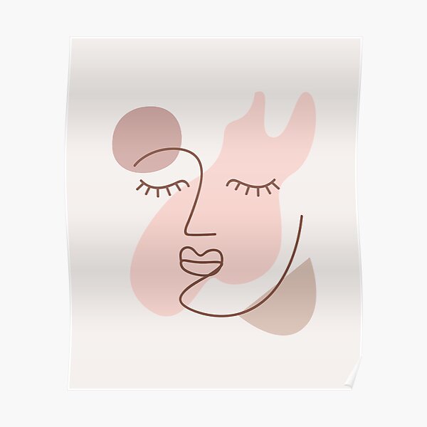 "Abstract minimal modern art face, boho design in earth tone colors 32 ...