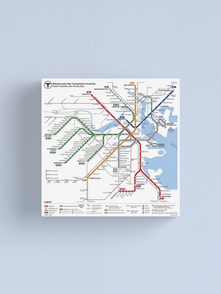 "Boston MBTA Map 2022" Canvas Print for Sale by casper01 | Redbubble