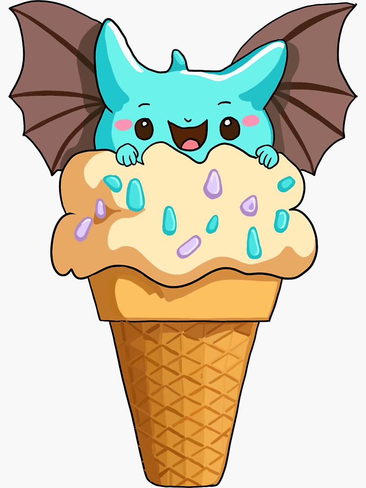 "Ice Cream cone Bat" Sticker for Sale by ObsidianThreads | Redbubble