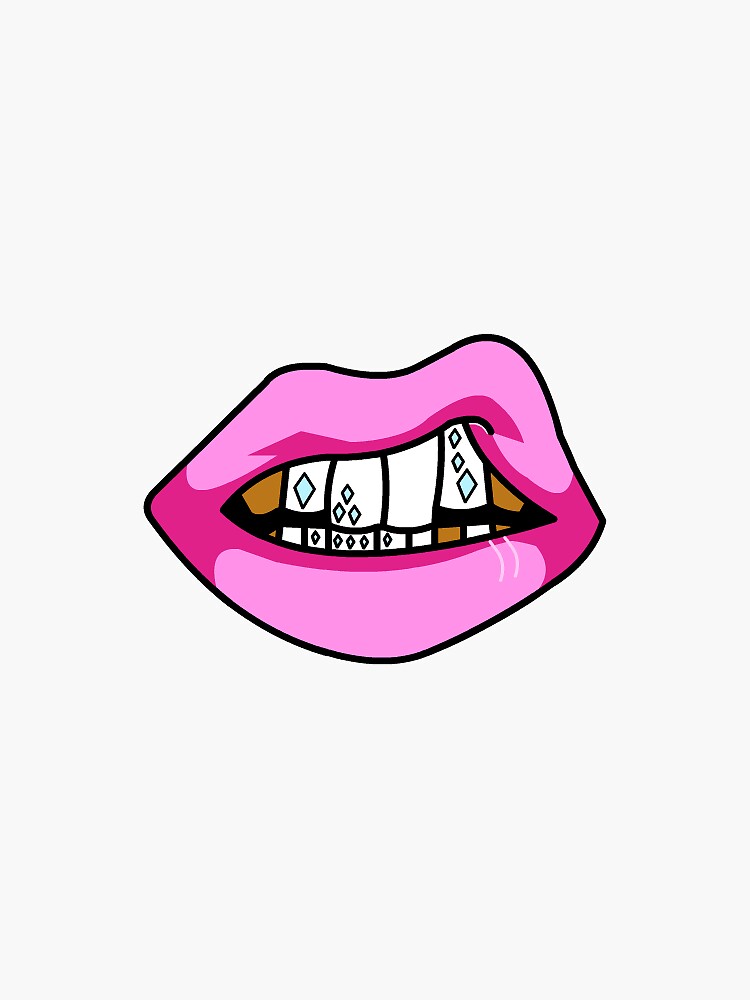 "Pink Grillz" Sticker for Sale by Banjos-Stuff | Redbubble