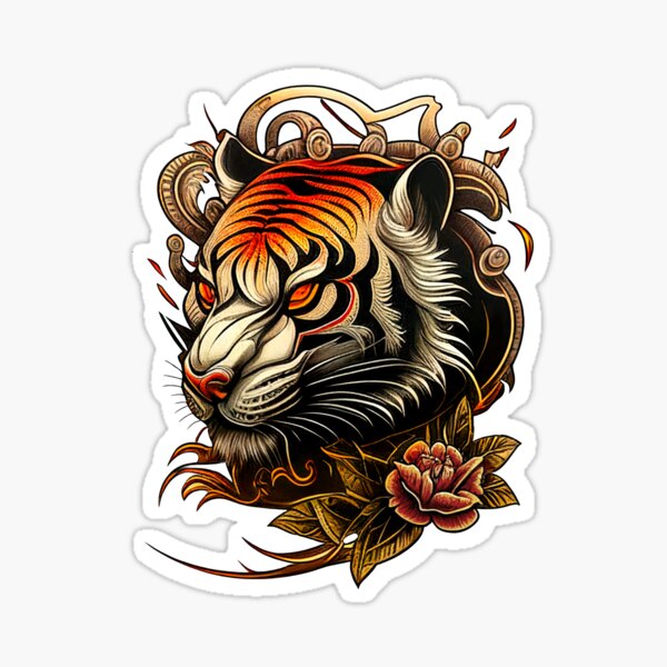 "Tiger head retro" Sticker for Sale by AgeeTattoos | Redbubble