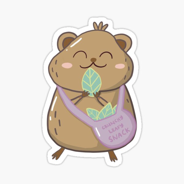 "Cute Quokka eating leaf snacks." Sticker for Sale by lianataj | Redbubble