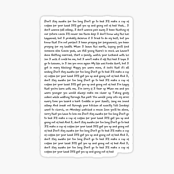 "death bed (coffee for your head) - Powfu & beabadoobee" Sticker for ...