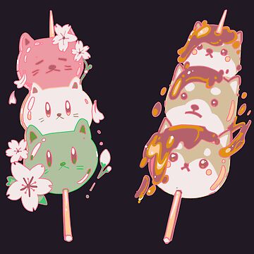 "Hanami Cat Dango and Mitarashi Shiba Dango" Sticker for Sale by ...
