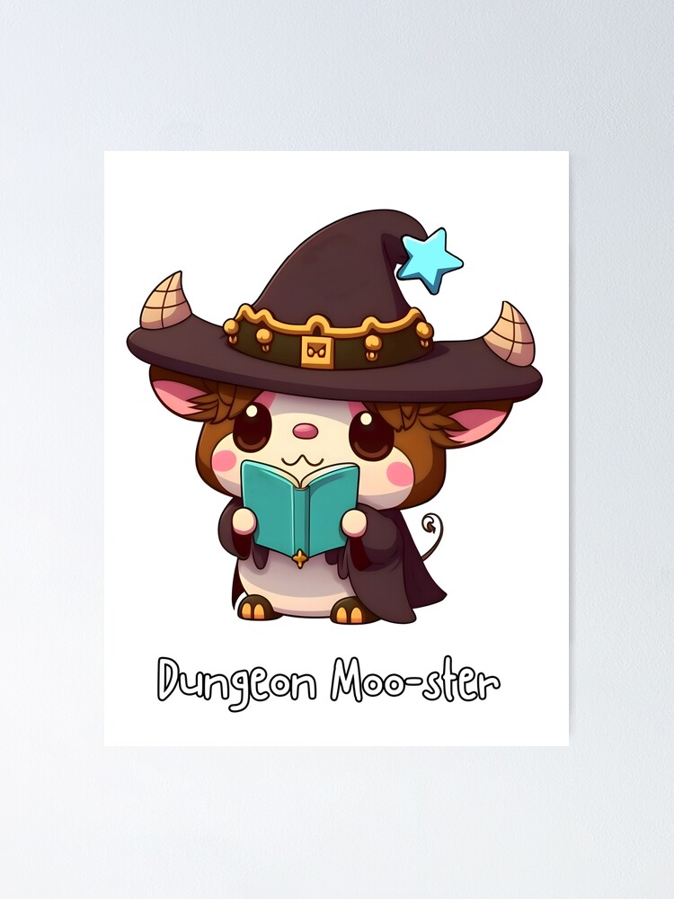 "Dungeon Moo-ster | Cute Cow dressed as a DND Dungeon Master" Poster ...