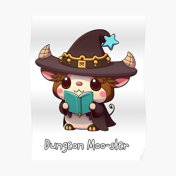 "Dungeon Moo-ster | Cute Cow dressed as a DND Dungeon Master" Poster ...