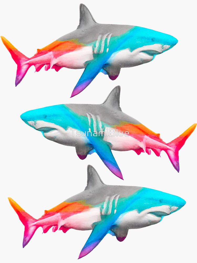 "Rainbow color infused Sharks" Sticker for Sale by TsunamiBlue | Redbubble