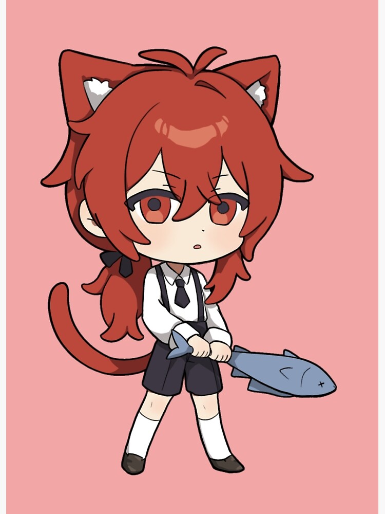 "⭐⭐⭐⭐⭐Diluc Genshin Impact Diluc Cat Boy Tuna Claymore Weapon T-Shirt ...