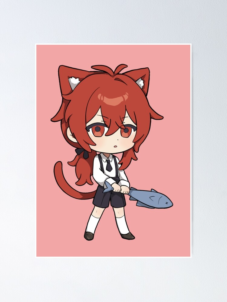 "⭐⭐⭐⭐⭐Diluc Genshin Impact Diluc Cat Boy Tuna Claymore Weapon T-Shirt ...