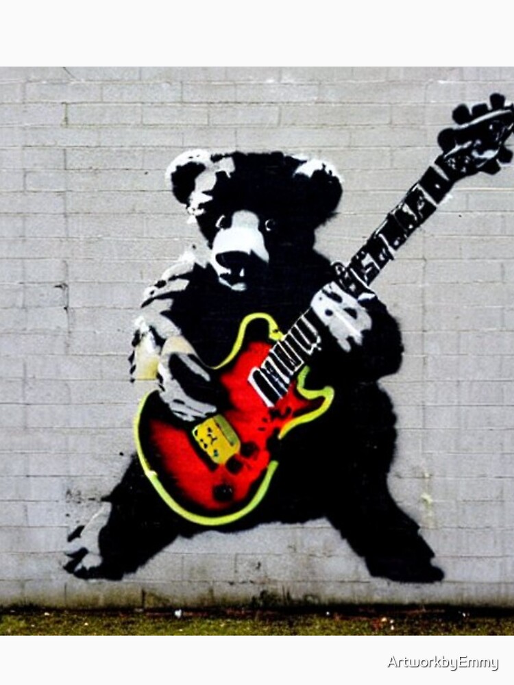"Rockstar Teddy Bear playing an electric guitar | Banksy-inspired ...