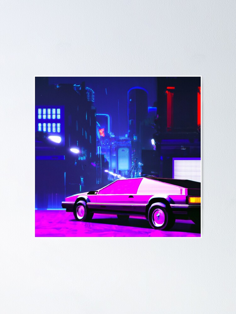 "Boxy sports car in night city" Poster for Sale by SJG-digital | Redbubble