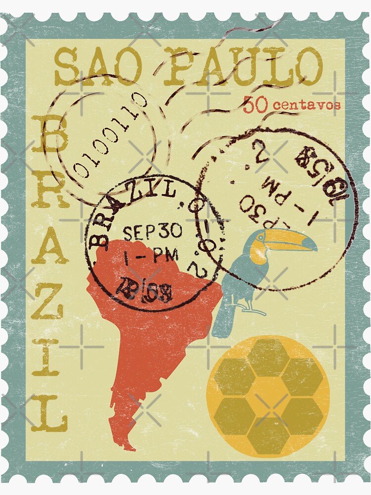 "Sao Paulo Brazil Postage Stamp Distressed" Sticker for Sale by ...