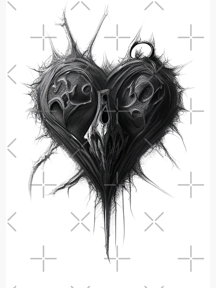 "Gothic pencil drawing Heart - black and white sketch of heart - Gothic ...