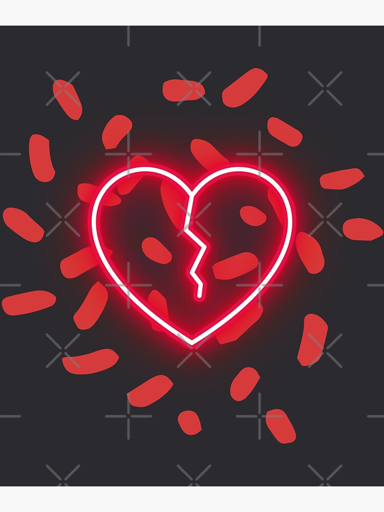 "Glowing Broken heart" Sticker for Sale by ZahraMehtab | Redbubble