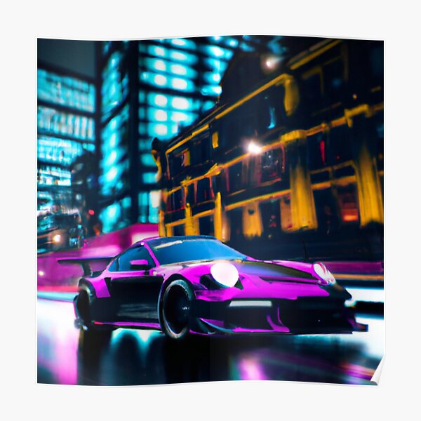 "Cyberpunk Porche 911 GT2 in the streets" Poster for Sale by SpaceCars ...