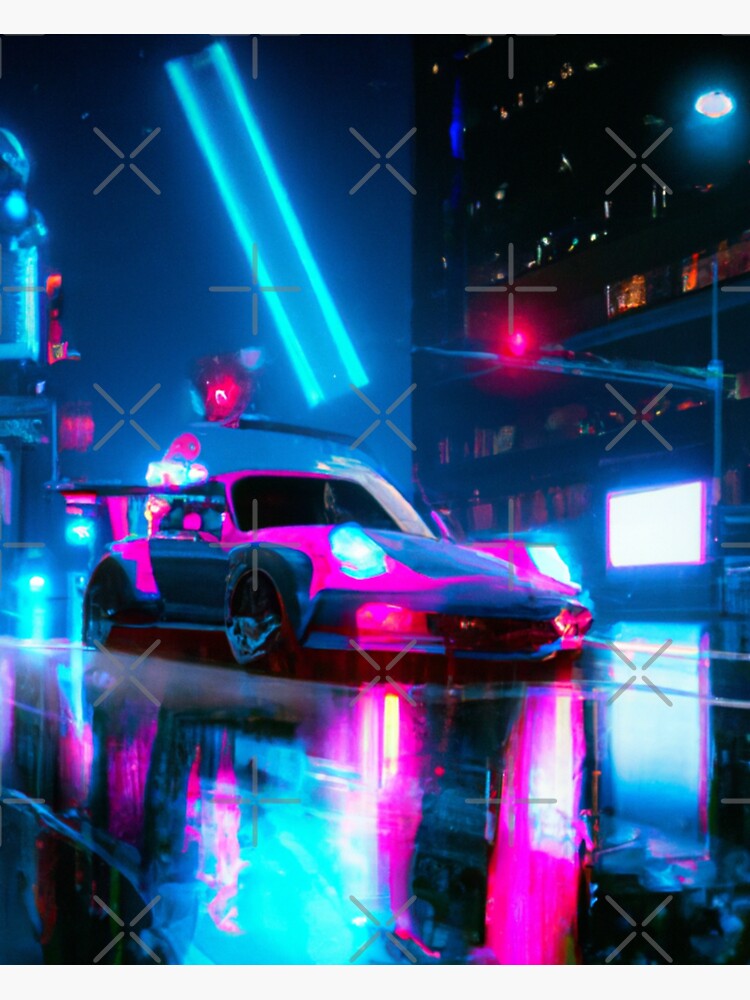 "Cyberpunk Porche 911 GT2 in the streets" Sticker for Sale by SpaceCars ...