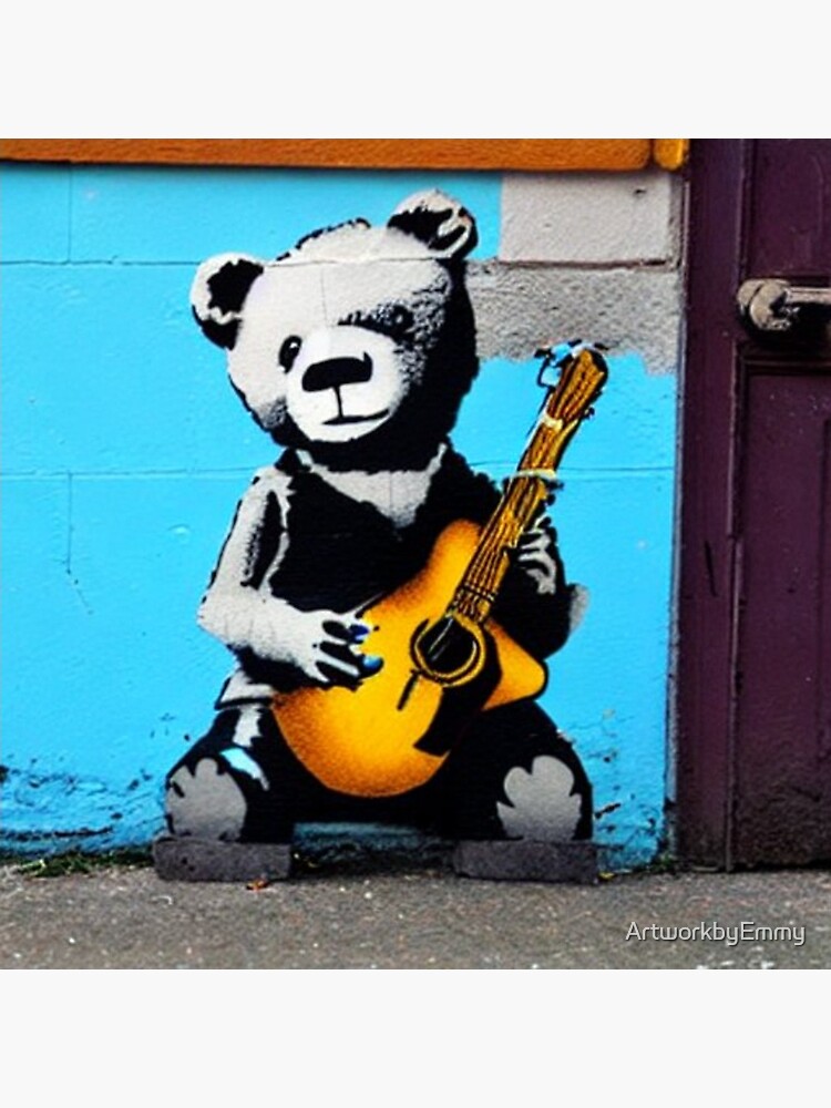 "Musician Teddy Bear playing an acoustic guitar | Banksy-inspired ...