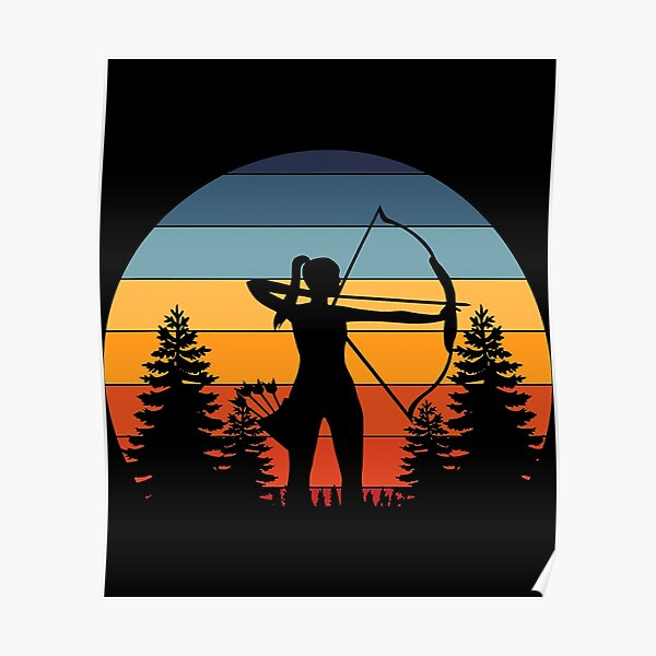 "Archery Girl Archer Bow Vintage Retro Sunset Nice Archery Woman ...