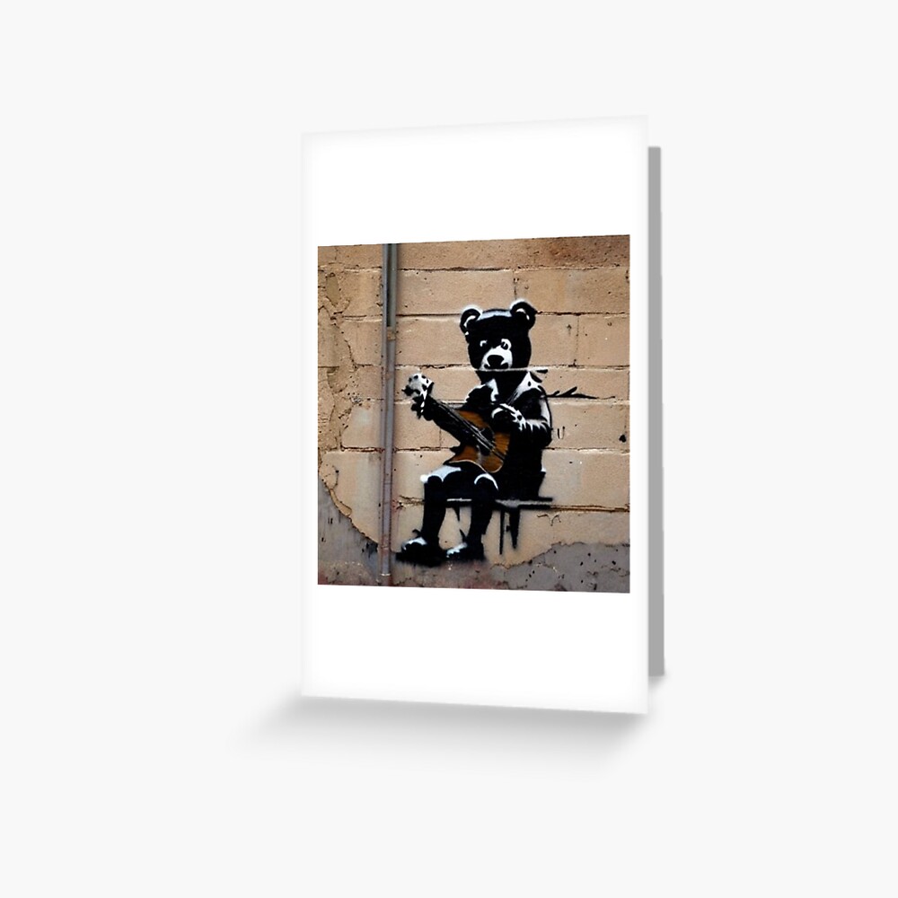 "Musician Teddy Bear playing an acoustic guitar | Banksy-inspired ...