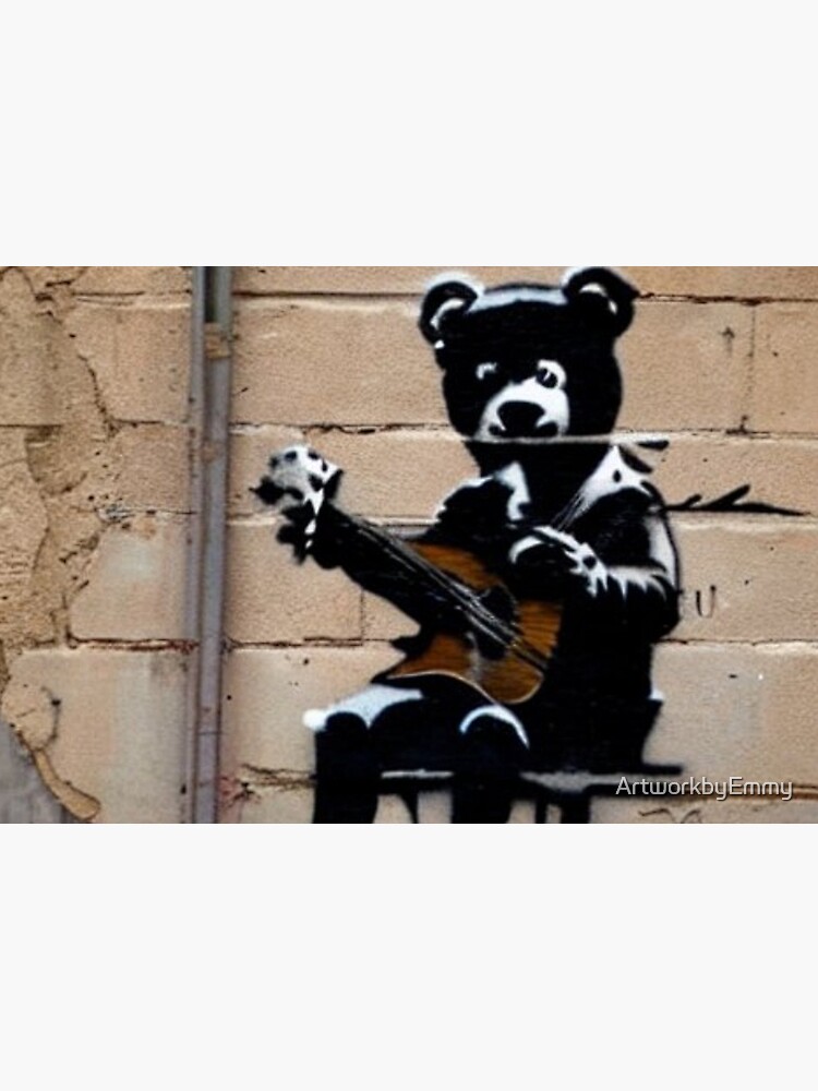 "Musician Teddy Bear playing an acoustic guitar | Banksy-inspired ...