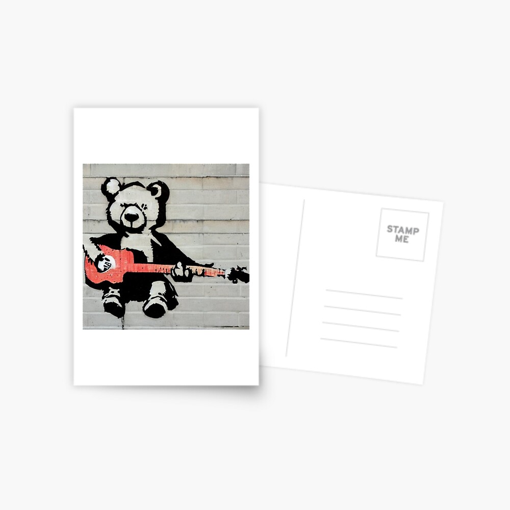 "Musician Teddy Bear playing an acoustic guitar | Banksy-inspired ...