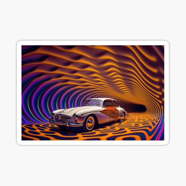 "Retro car optical illusion in an abstract tunnel" Sticker for Sale by ...