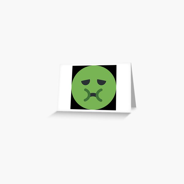 "Green Happy Smiley Face Emoji Ready to Puke" Greeting Card for Sale by ...