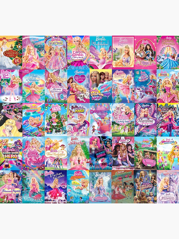 "All Barbie Movies Poster Collage - All 40 Barbie Movies of All Times ...